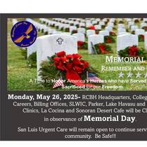 Memorial Day 2025 - San Luis Walk-In Clinic, Inc. - Regional Center for ...